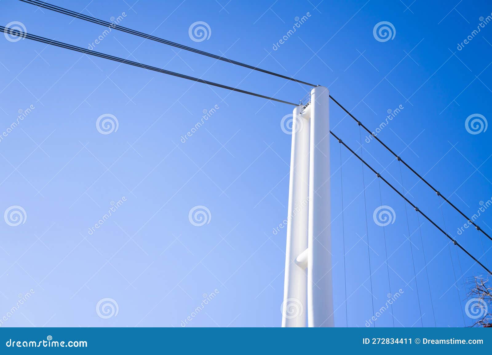 Wire Ropes are Connected To Metal Poles To Create a Secure Perimeter in ...