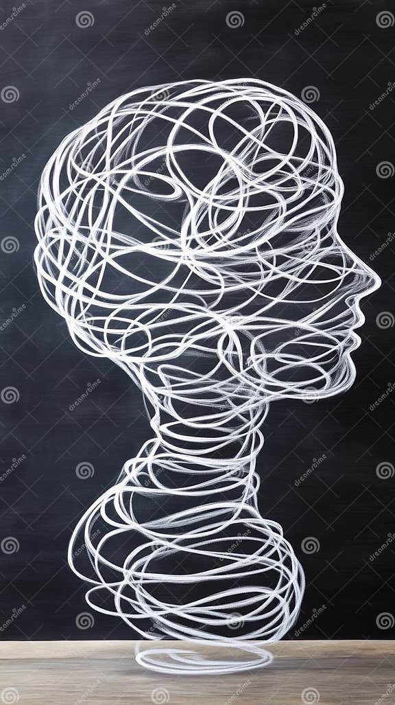 Wire Sculpture of a Human Head Profile Against a Dark Background ...