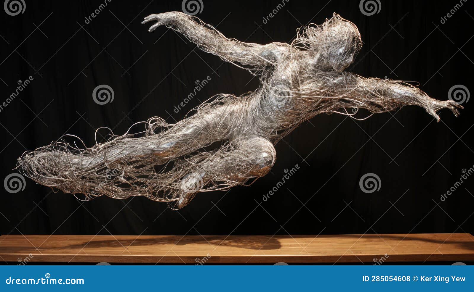Wire Sculpture of a Human Figure in a Dynamic Pose Stock Illustration ...