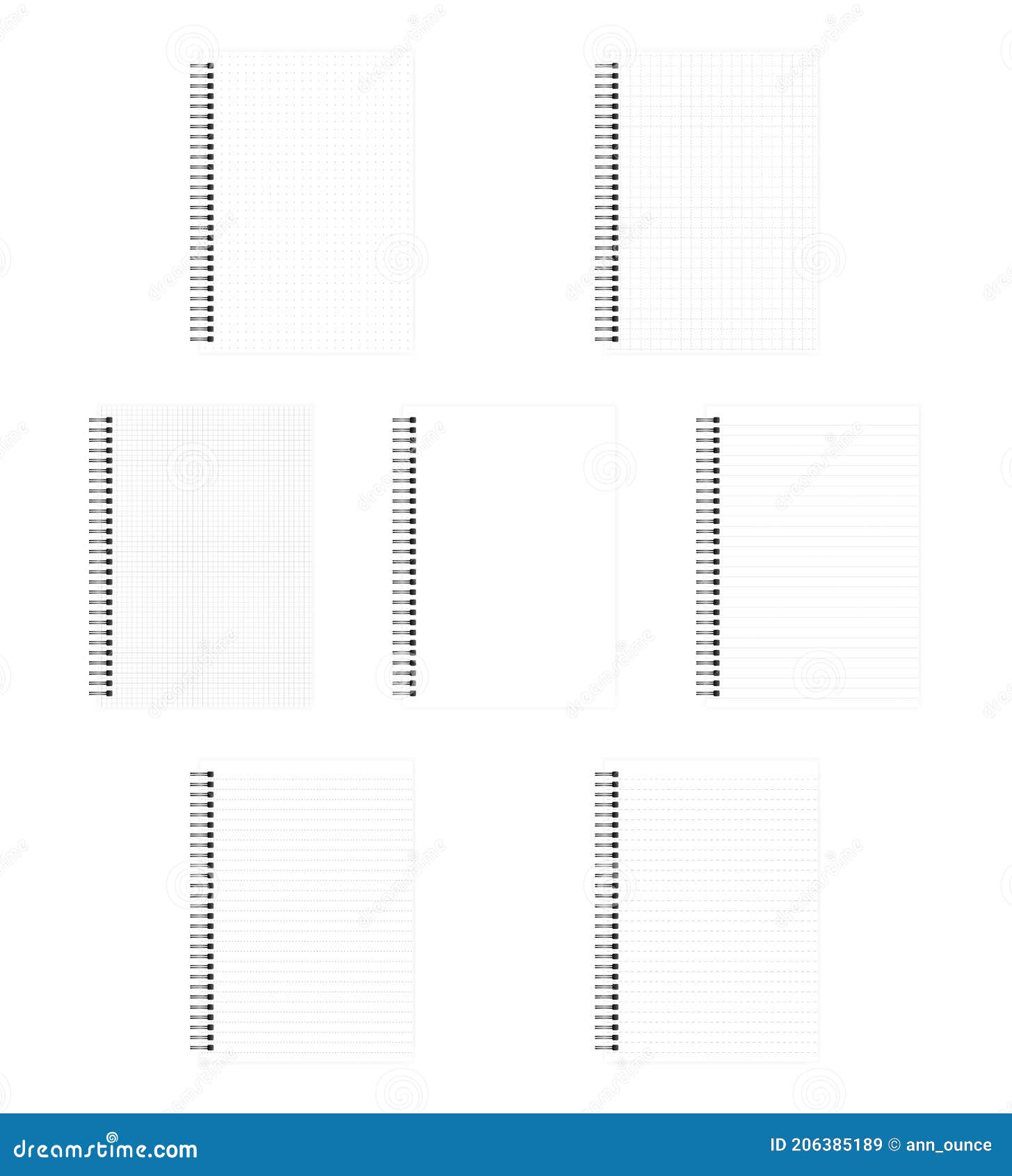 A4 Wire Spiral Notebook Set Isolated on White Vector Mock-up Stock ...