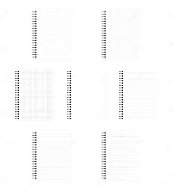 A4 Wire Spiral Notebook Set Isolated on White Vector Mock-up Stock ...