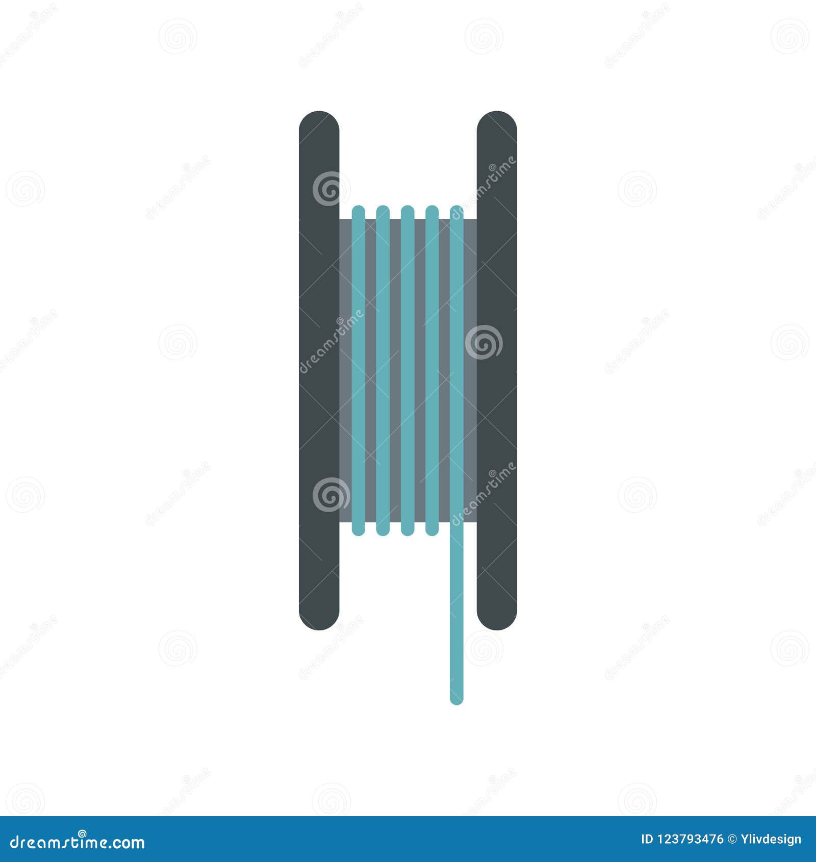 Wire Spool Icon, Flat Style Stock Illustration - Illustration of ...