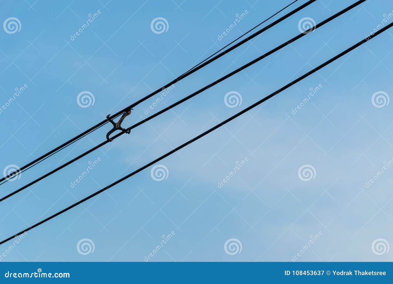 Wire String with Blue Sky Background Stock Image - Image of industrial ...