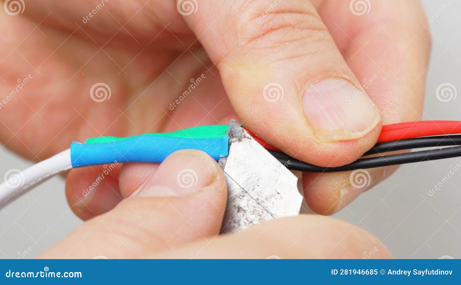 Wire Stripping. the Process of Removing the Insulation or Outer Layer ...