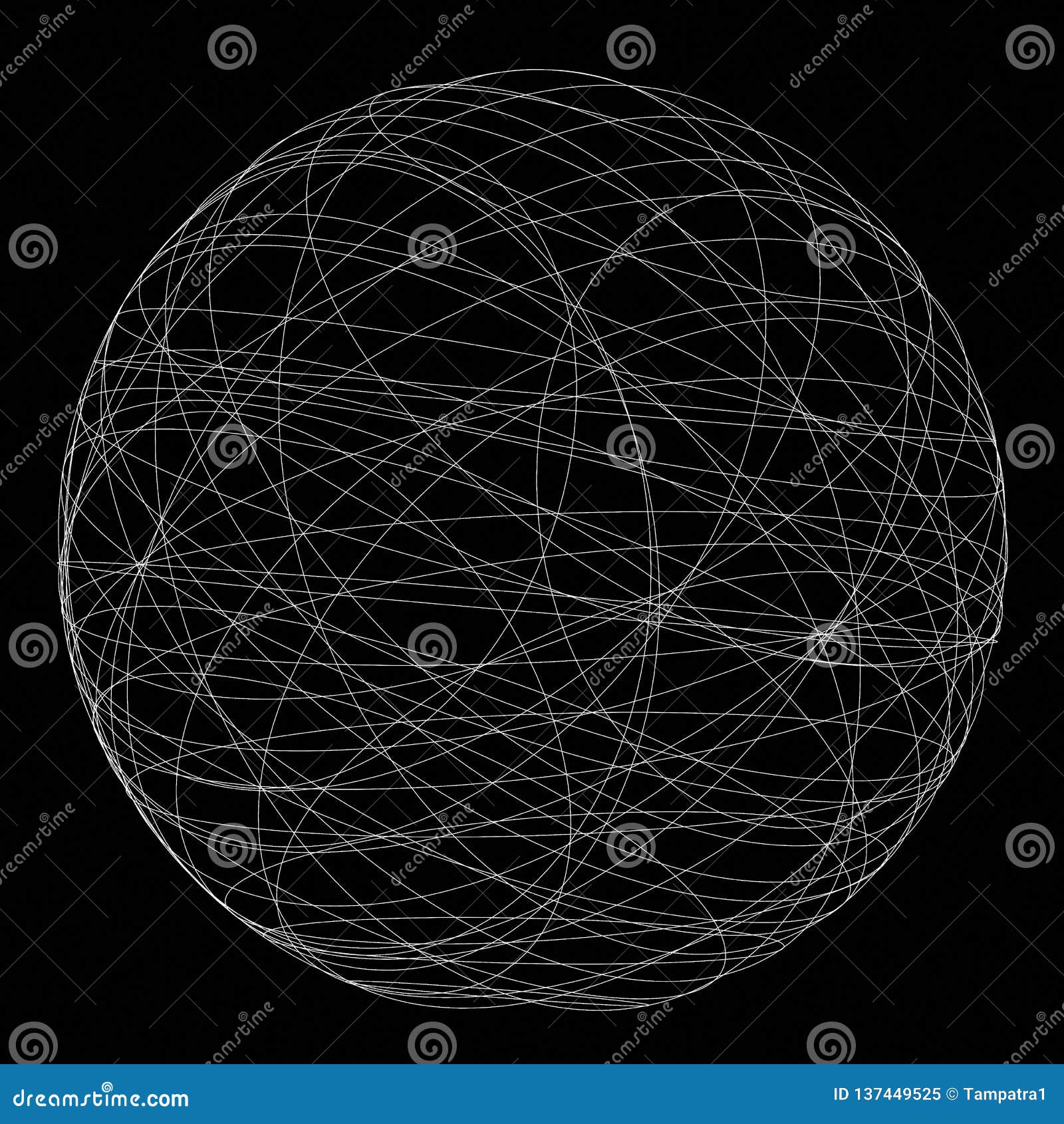 Wire Structure of Sphere. Digital Computer Data and Network Connection ...