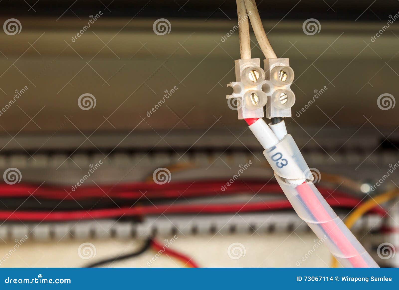 Wire Terminal With Automatic Circuit Breaker Installed On A DIN-rail ...
