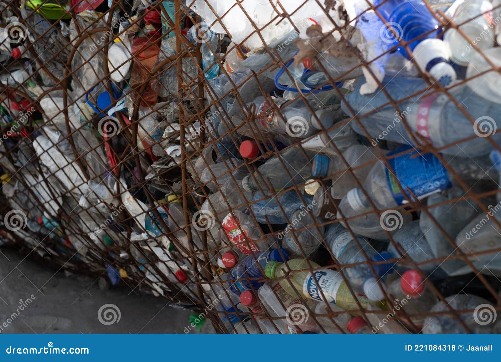 Wire Trash Container for Collecting Plastic Waste on a Clean Beach ...