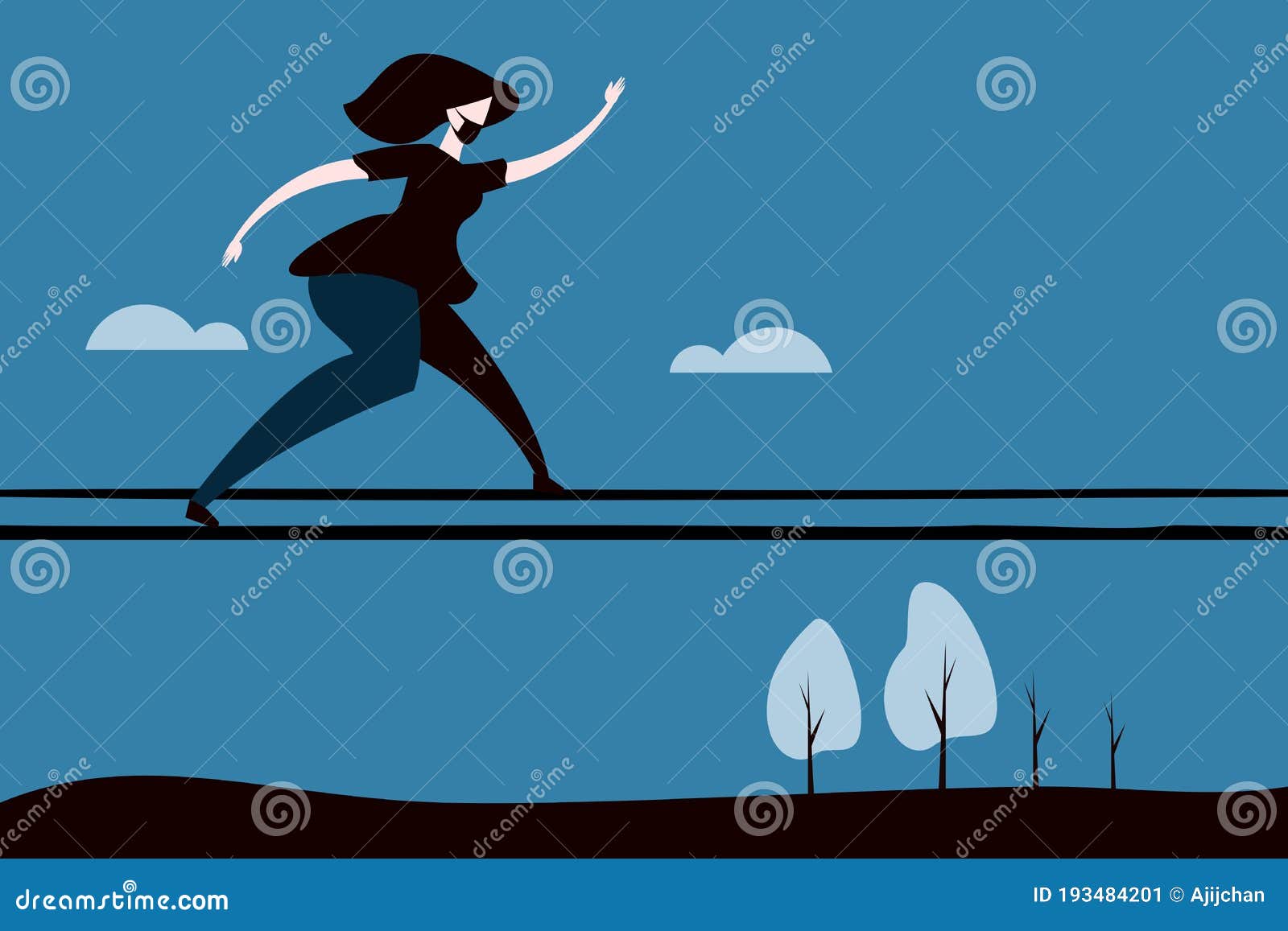 Woman Wearing Mask Dangerously Walks through the Wire High in the Air ...