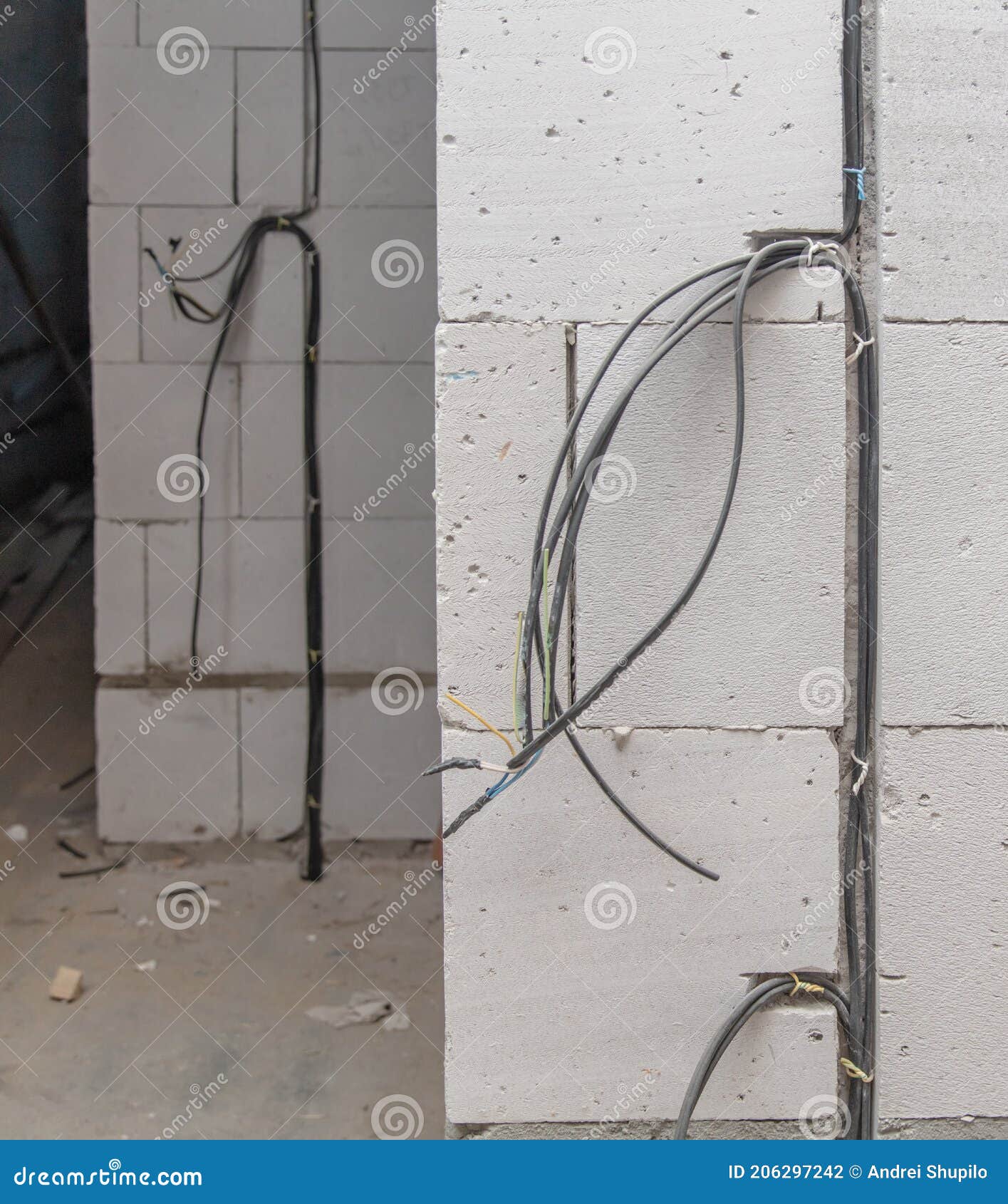 Wire in the Wall Preparation before Plastering Stock Photo - Image of ...