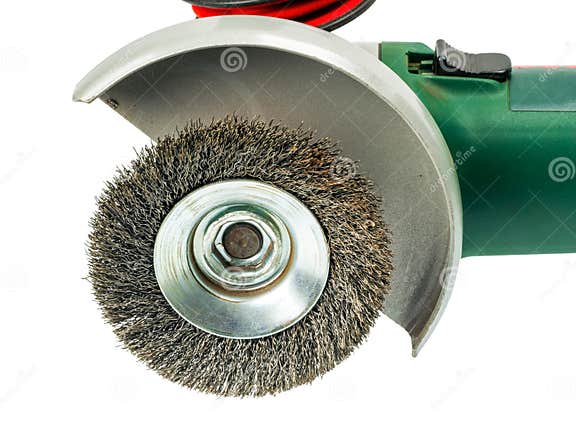 Wire Wheel in Angle Grinder, on White Background Stock Image - Image of ...