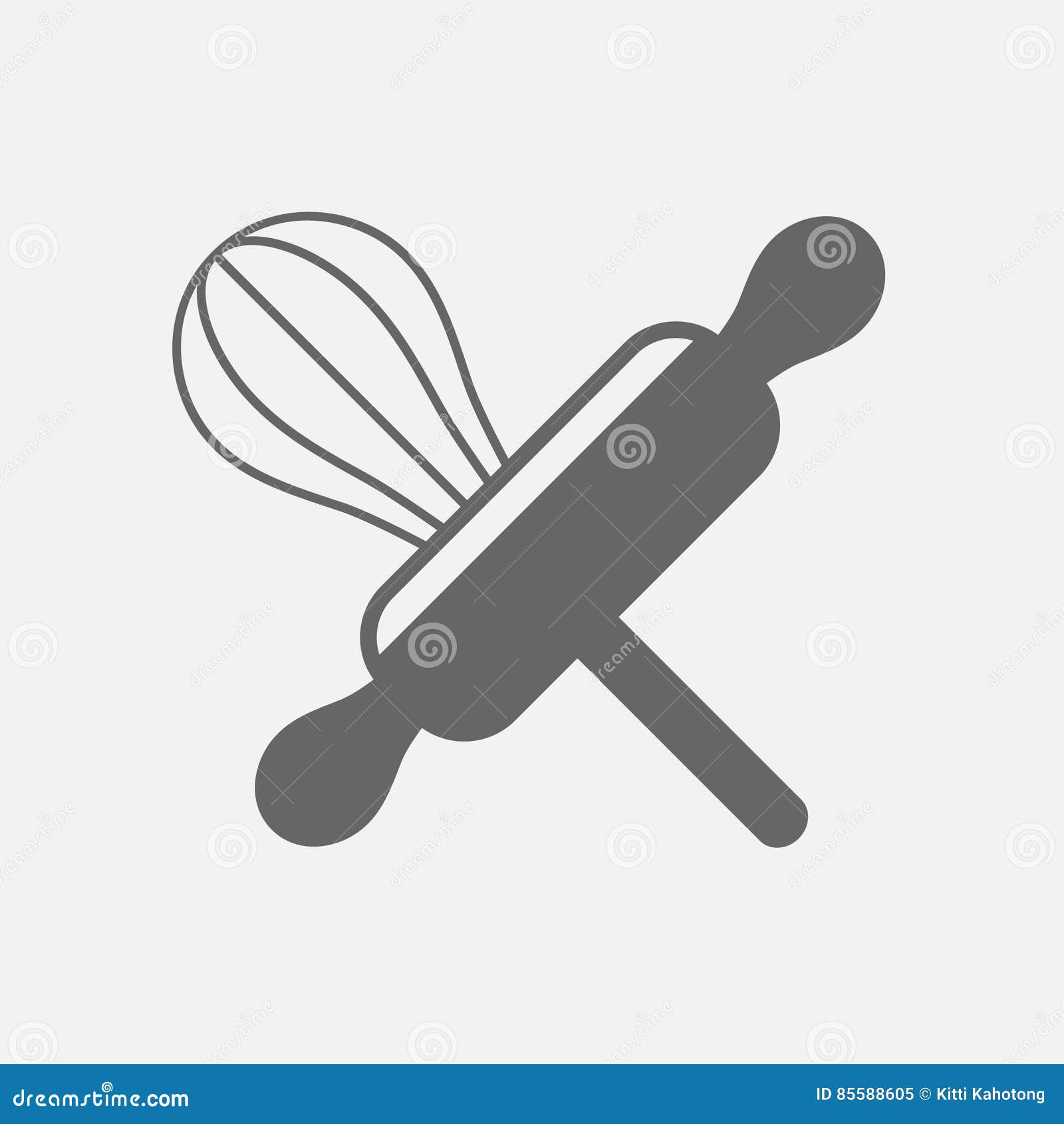 Wire Whisk Kitchen Utensil and Wooden Rolling Pin Bakery Pin-roll Stock ...