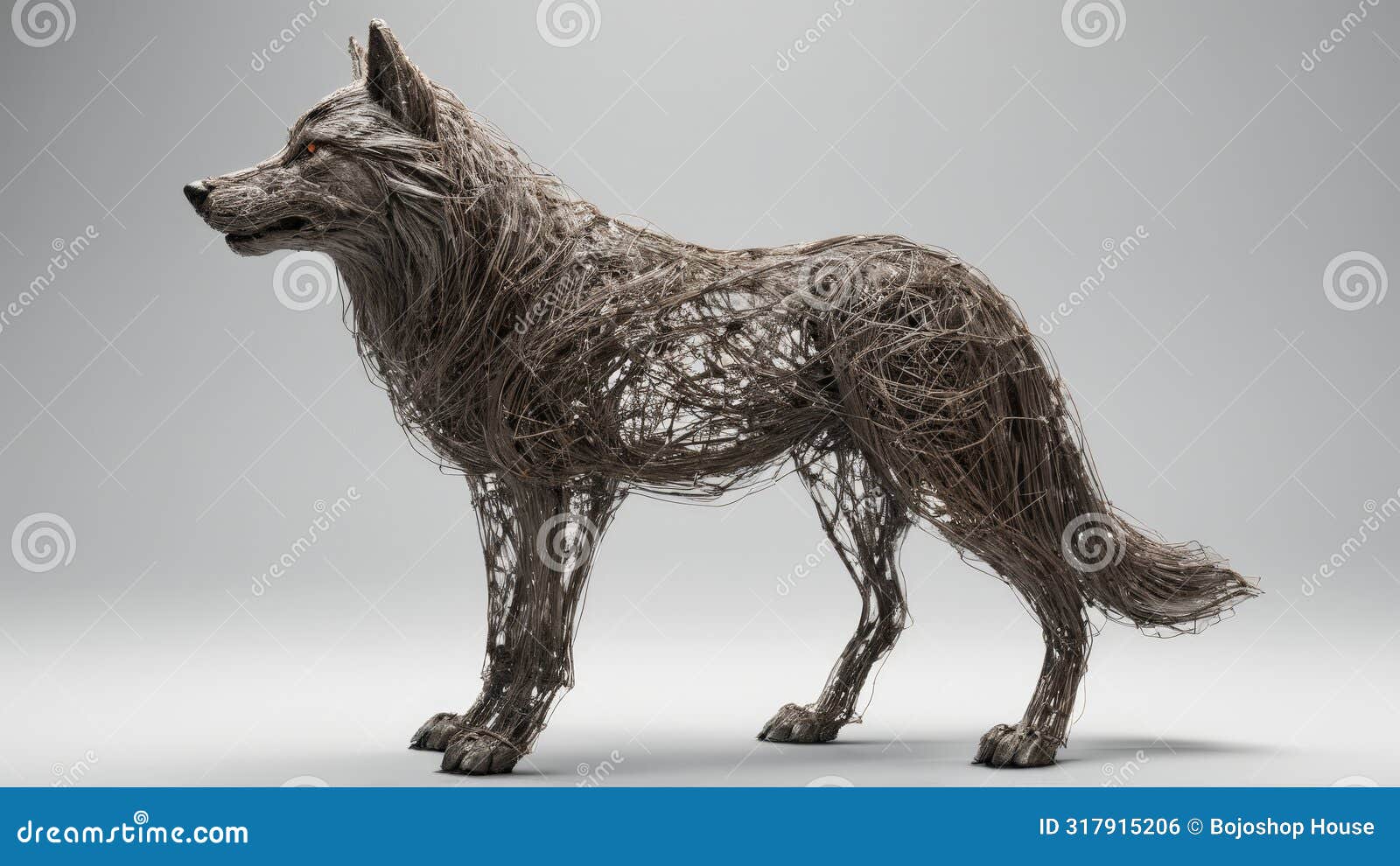 Wire Wolf, Wire World, All Objects are Made of Wire. Stock Illustration ...