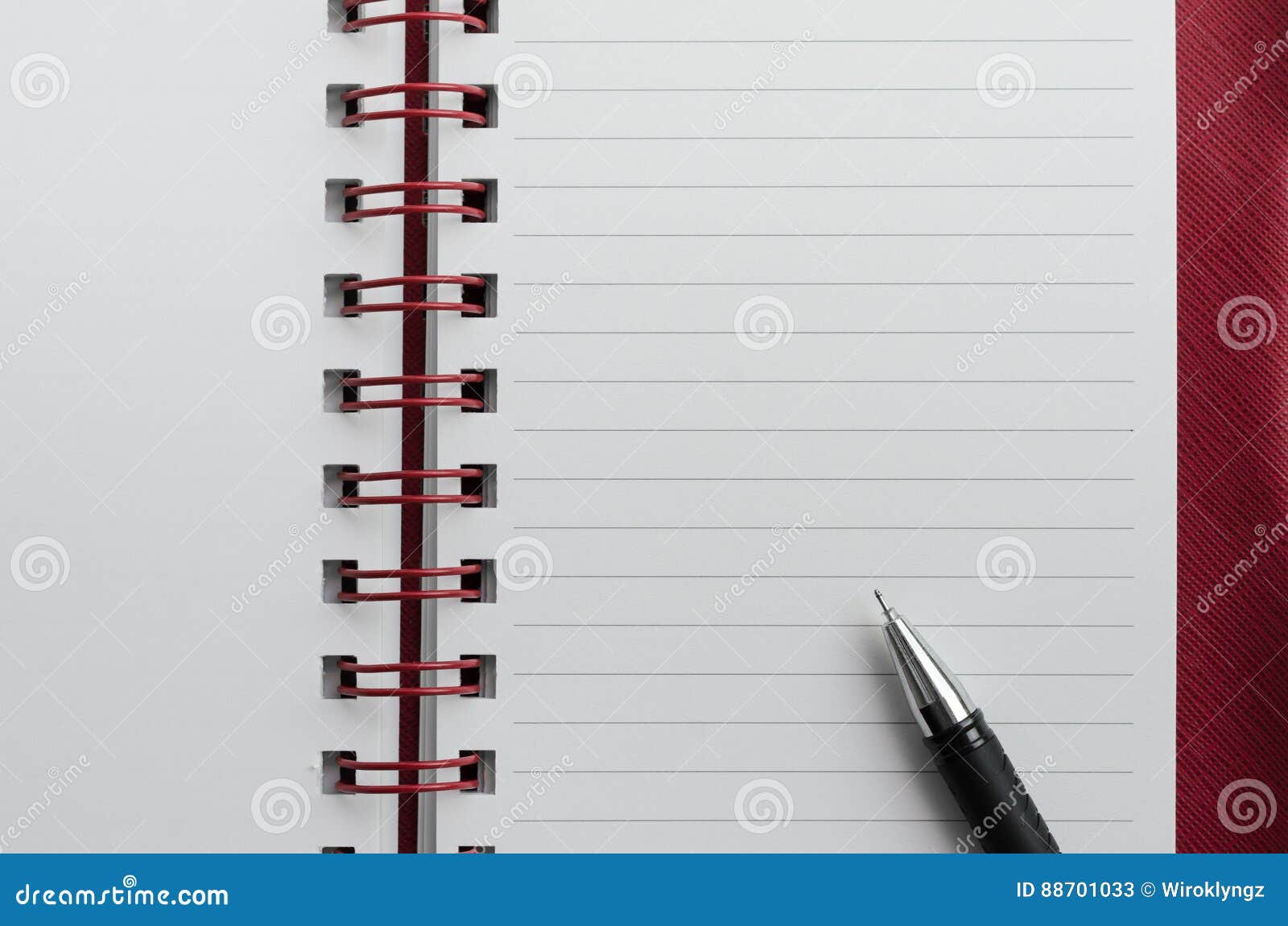 Wirebound Notebook and Black Pen. Stock Image - Image of notepad ...