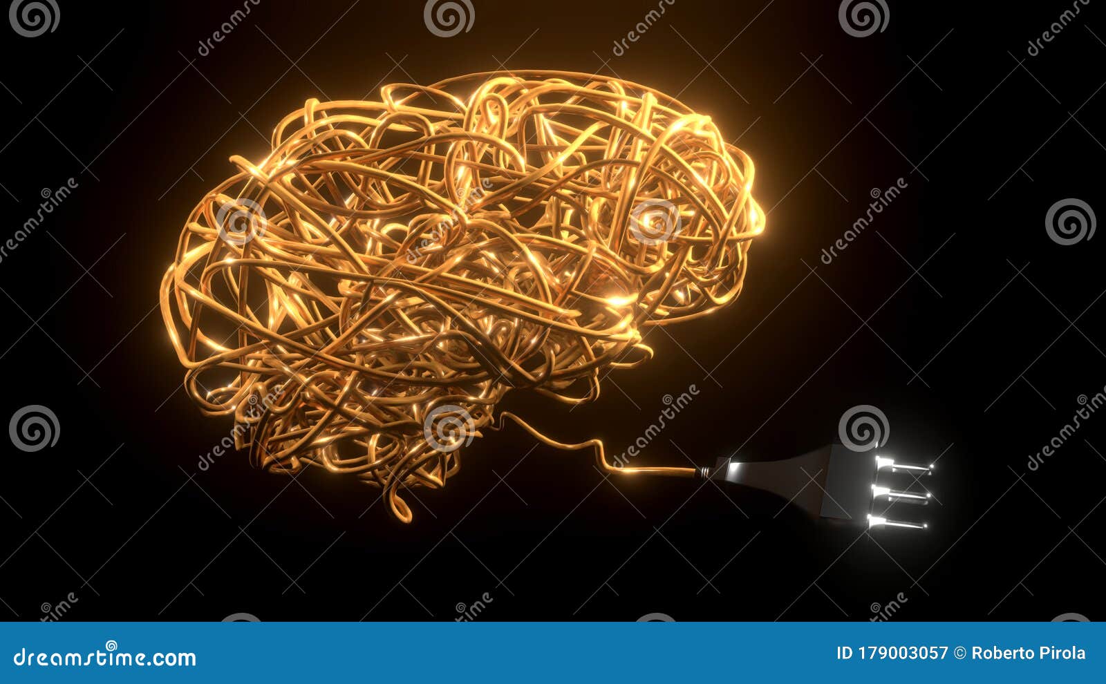 Wired Brain - 3d Concept Digital Illustration Stock Illustration ...