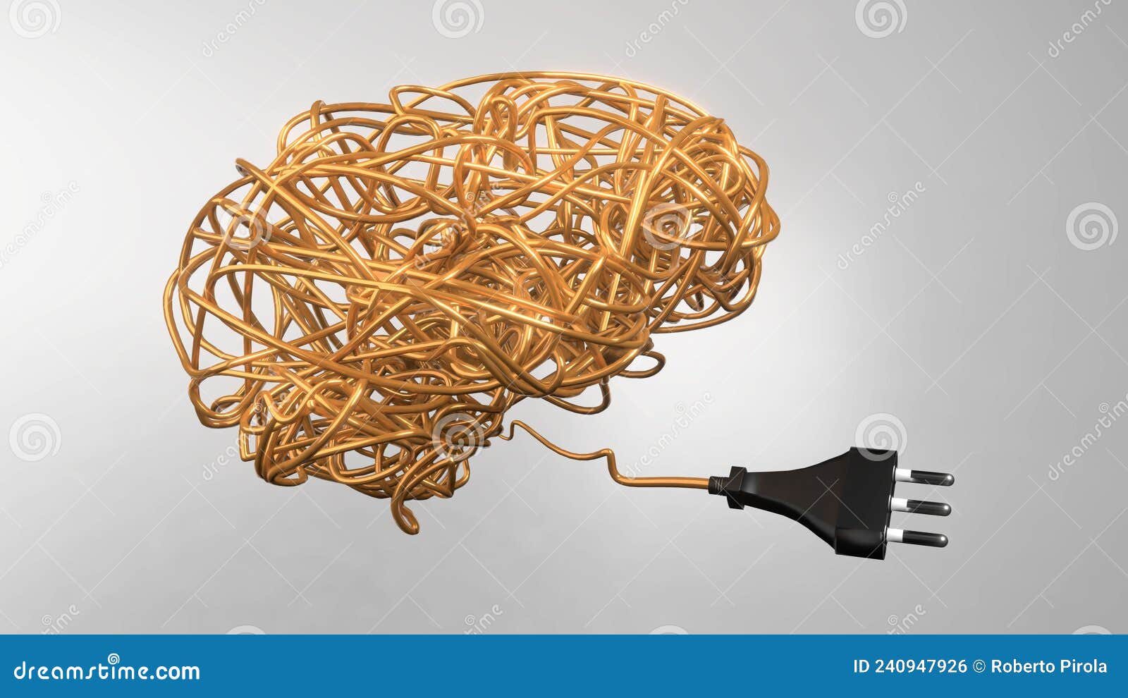 Wired Brain - 3d Concept Digital Illustration Stock Illustration ...