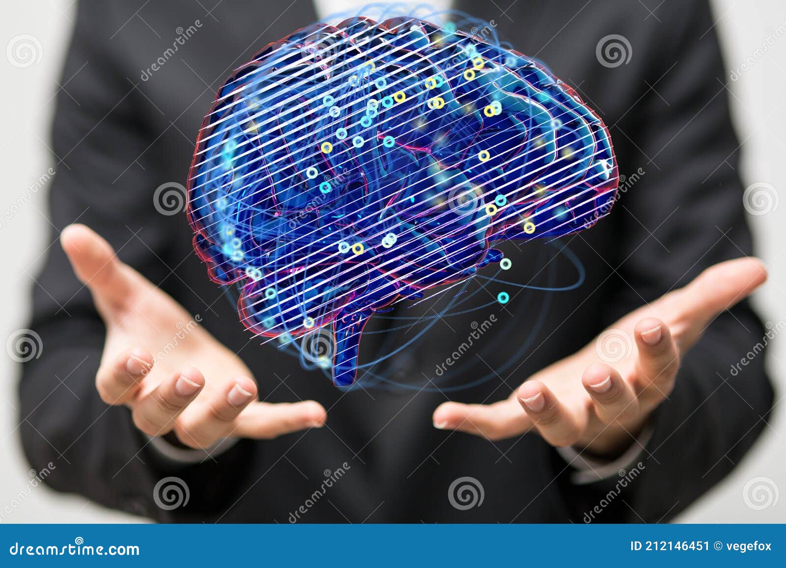 Wired Brain Illustration - Next Step To Artificial Intelligence Stock ...