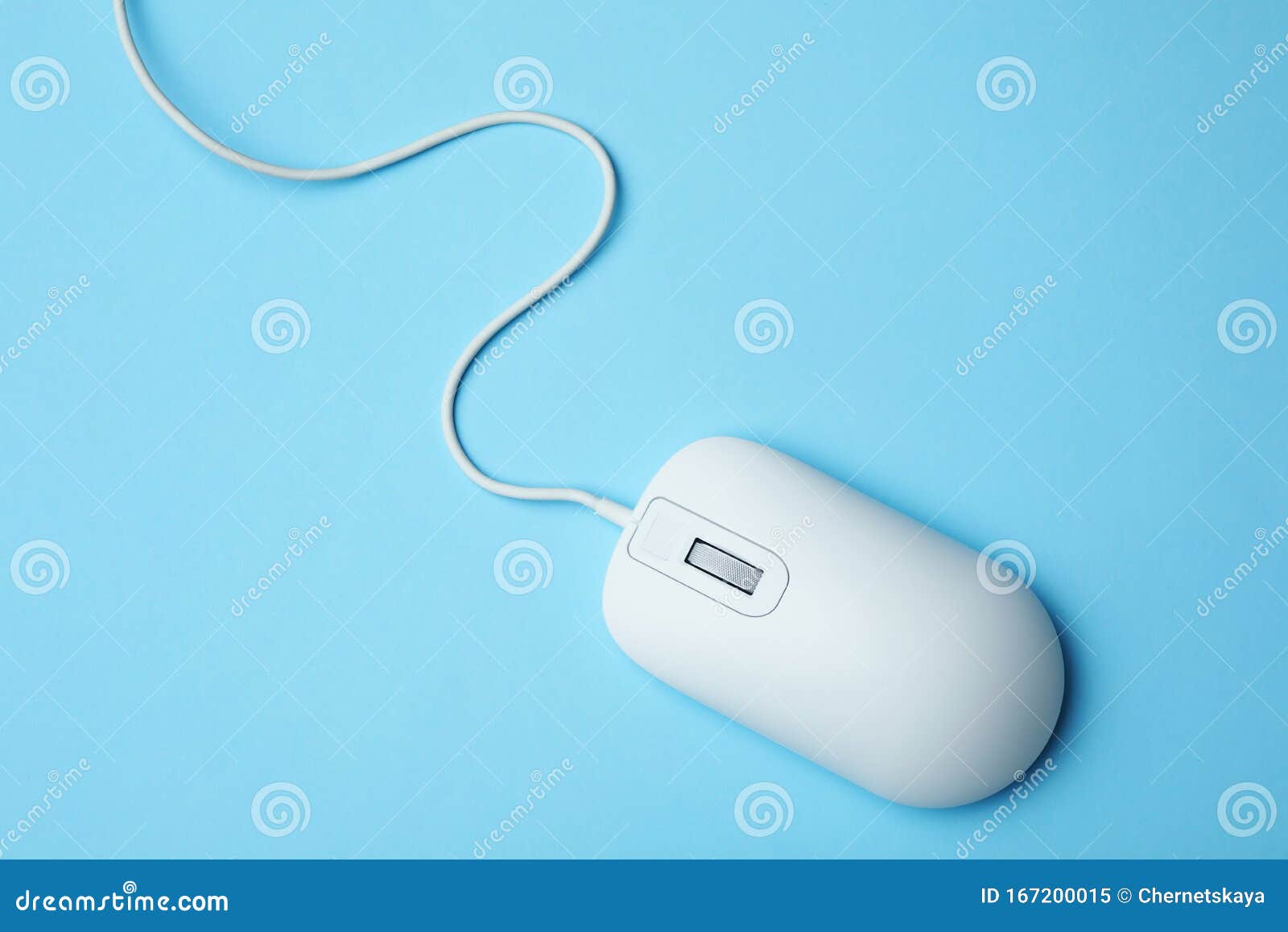 Wired Computer Mouse on Light Blue Background Stock Image - Image of ...