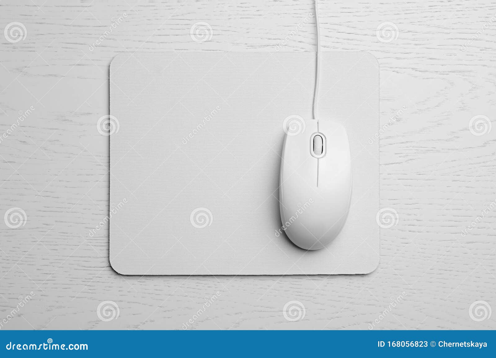 Wired Computer Mouse And Pad On White Background, Flat Lay. Space For ...