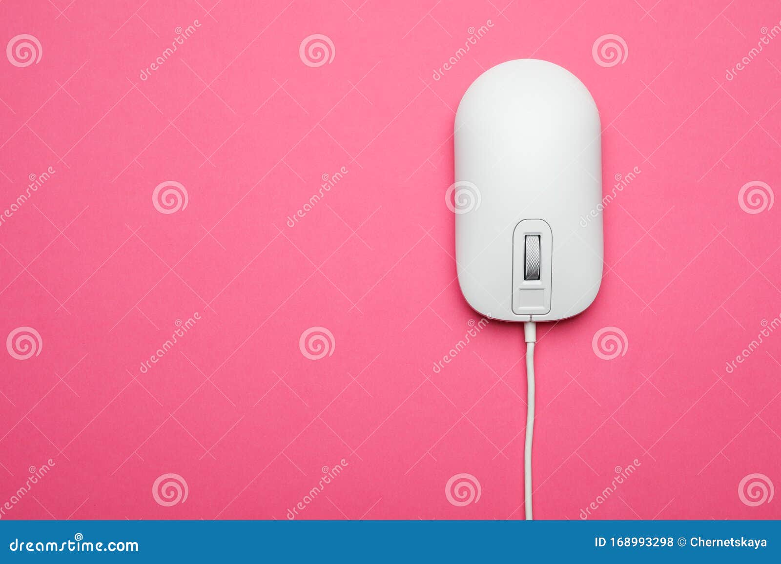 Wired Computer Mouse on Pink Background. Space for Text Stock Photo ...