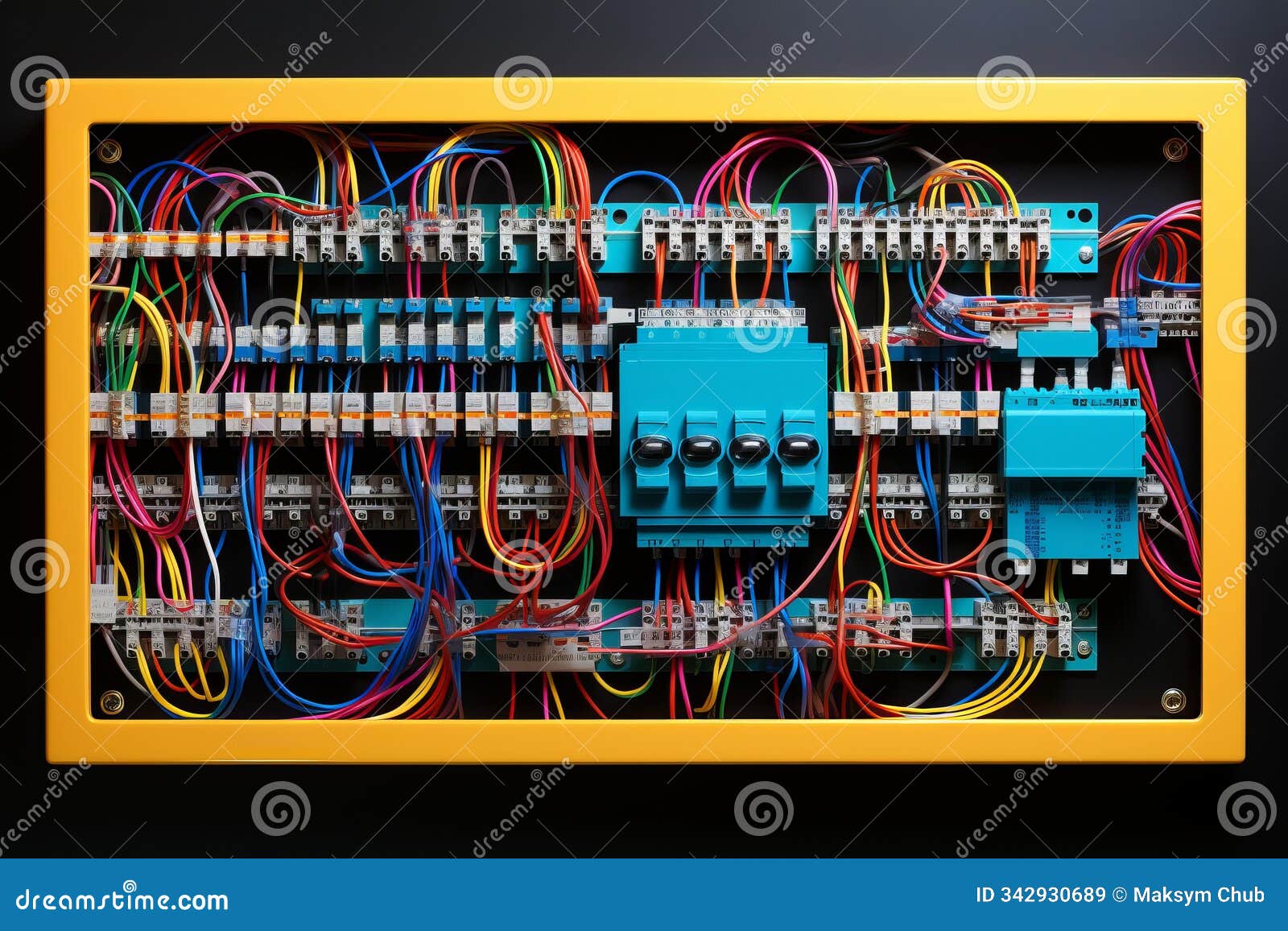 Wired Electronic Circuitry Mounted on a Display Panel Showcasing ...