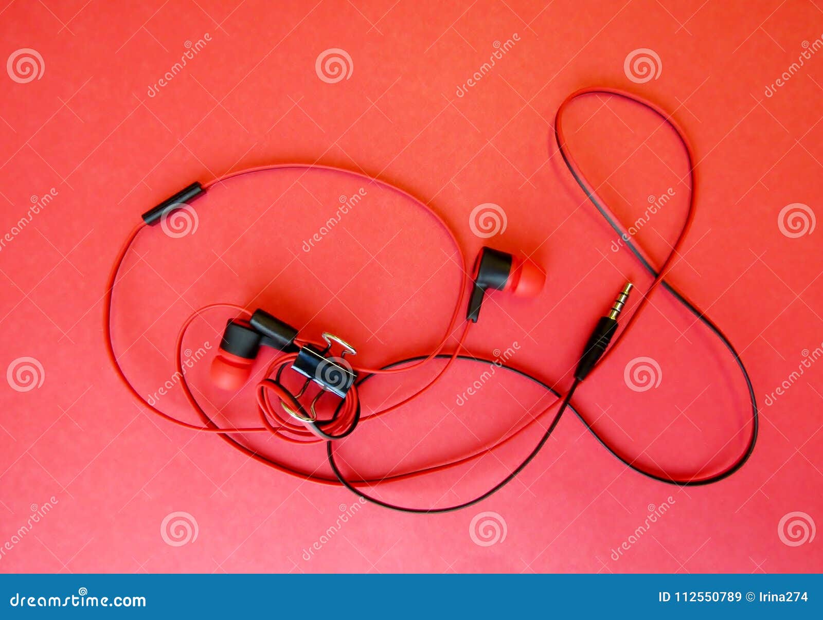 Wired Headset with Mic and Connector Pin Stock Image - Image of ...