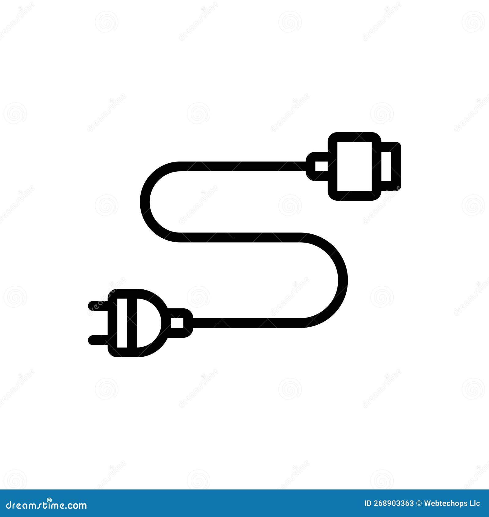 Black Line Icon for Wired, Cable and Electricity Stock Vector ...