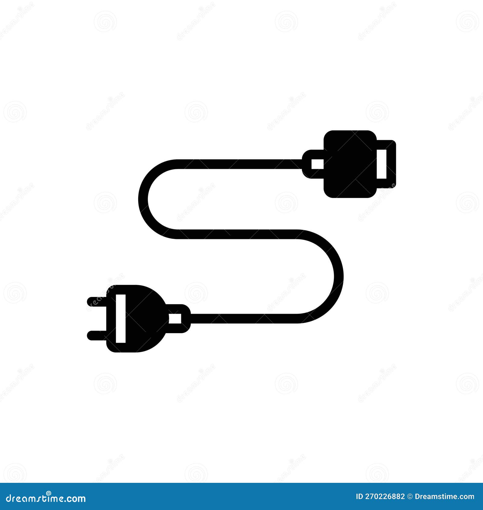 Black Solid Icon for Wired, Cable and Electricity Stock Vector ...