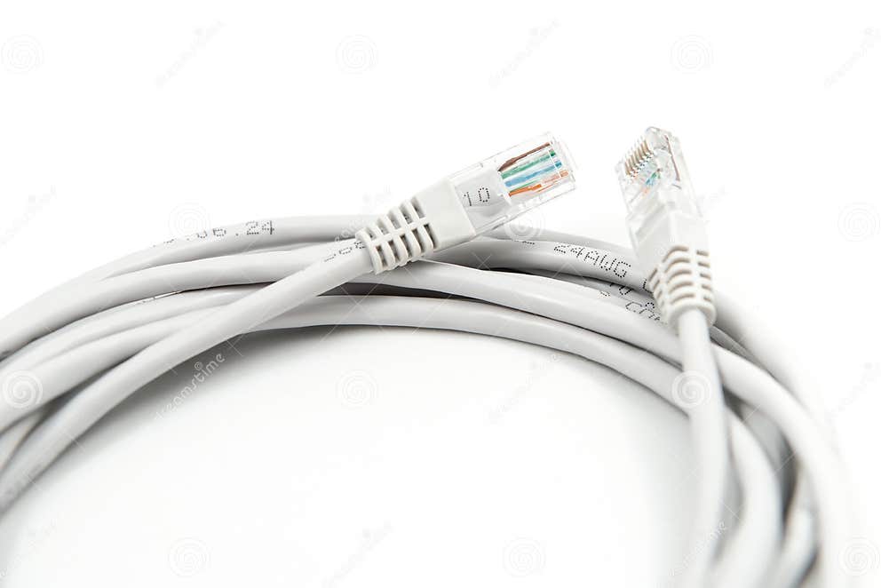 Wired LAN Cable on White stock photo. Image of internet - 66199206