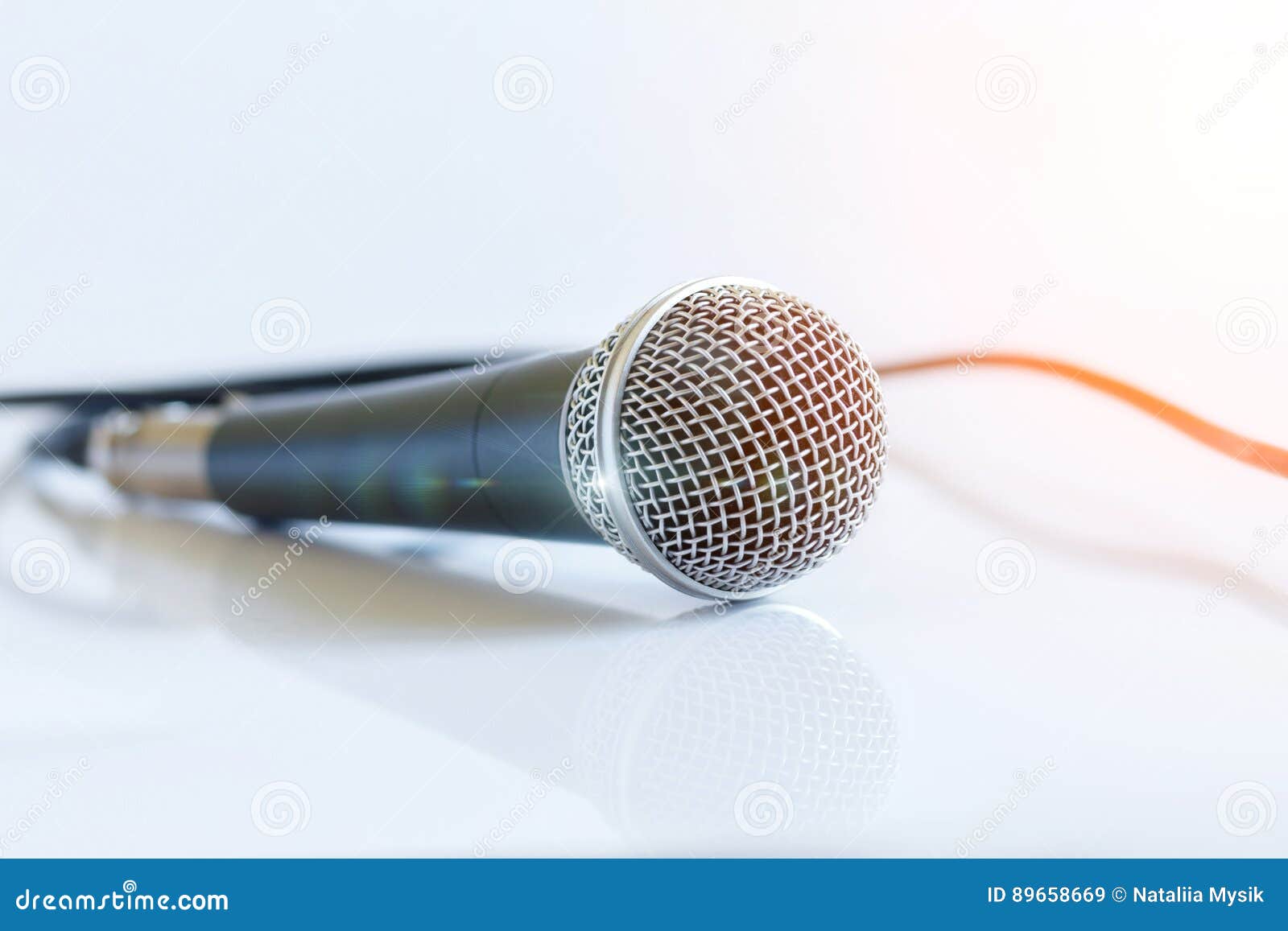 Wired Microphone on a Reflective Surface. Stock Image - Image of ...