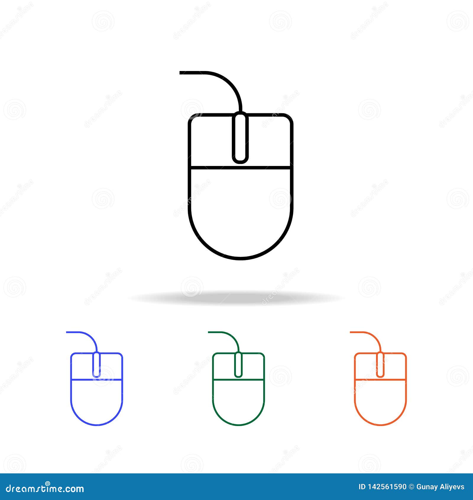 Wired Mouse Icon. Elements of Simple Web Icon in Multi Color. Premium ...