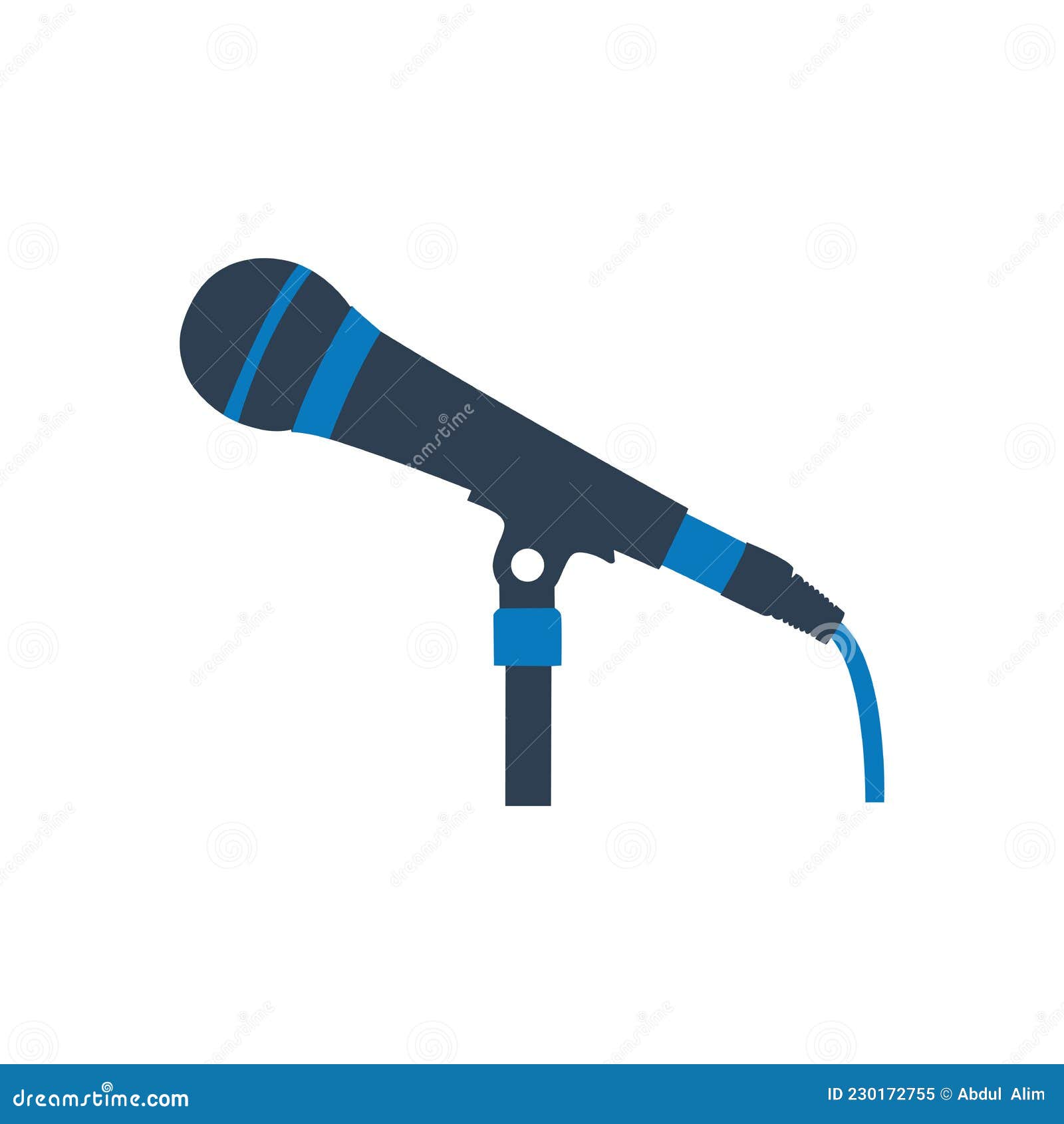 Wired Performance Microphone Illustration. Stock Vector - Illustration ...