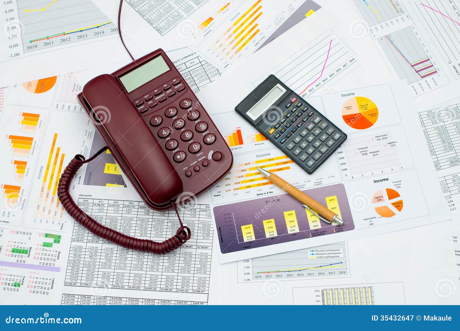 Wired phone and calculator stock image. Image of budget - 35432647