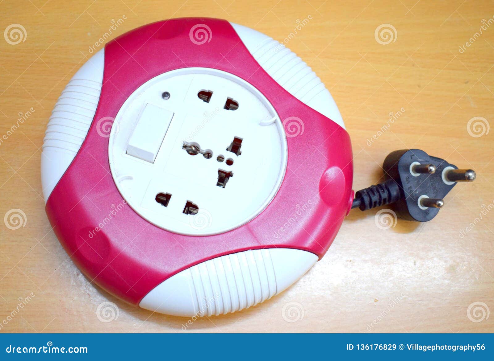 Wired Plug Point Round Extension Cord With LED Indicator Stock Image ...