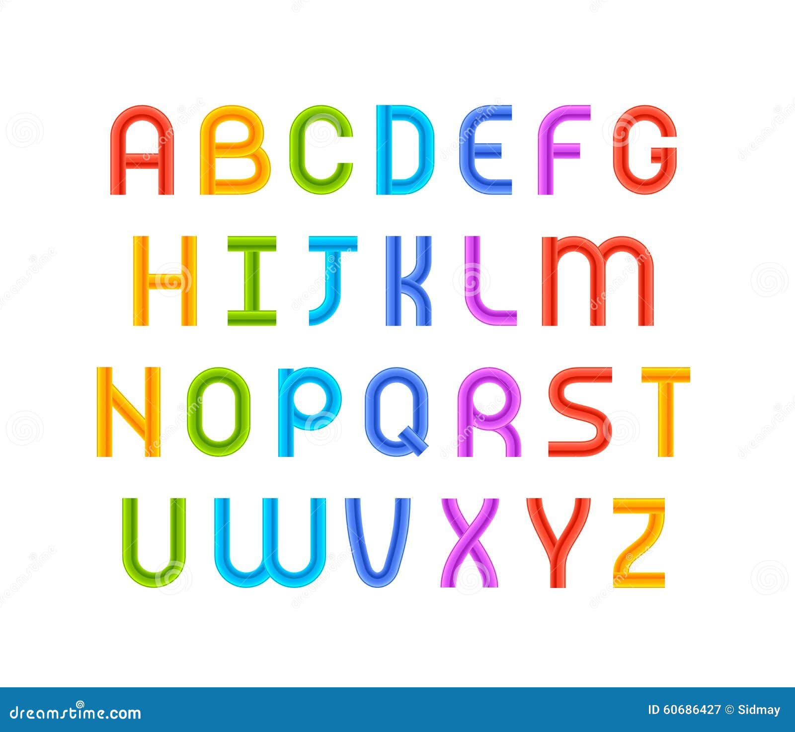 Contour Alphabet, White Letters On Black Background, Outline Style ...