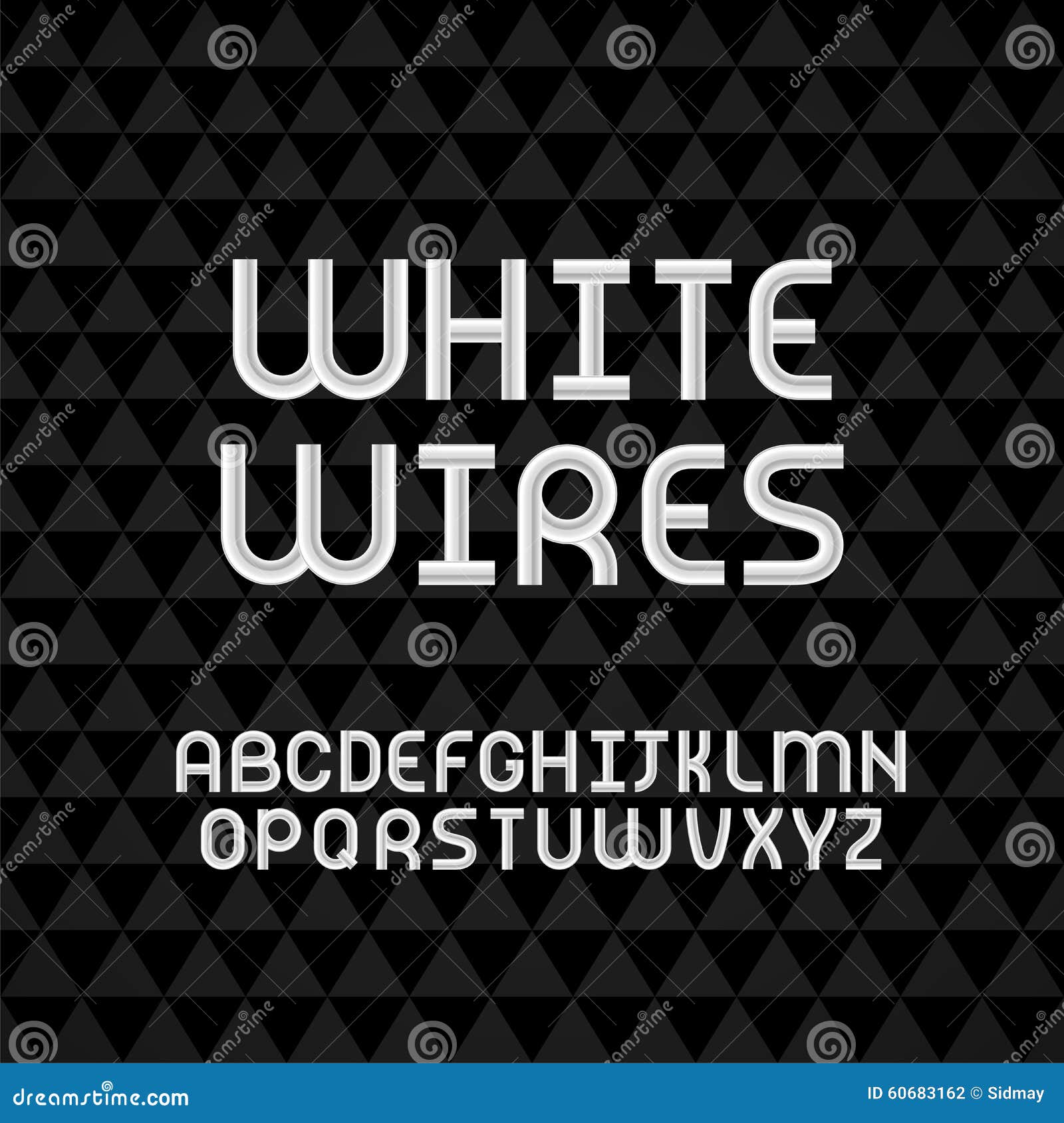 Contour Alphabet, White Letters On Black Background, Outline Style ...