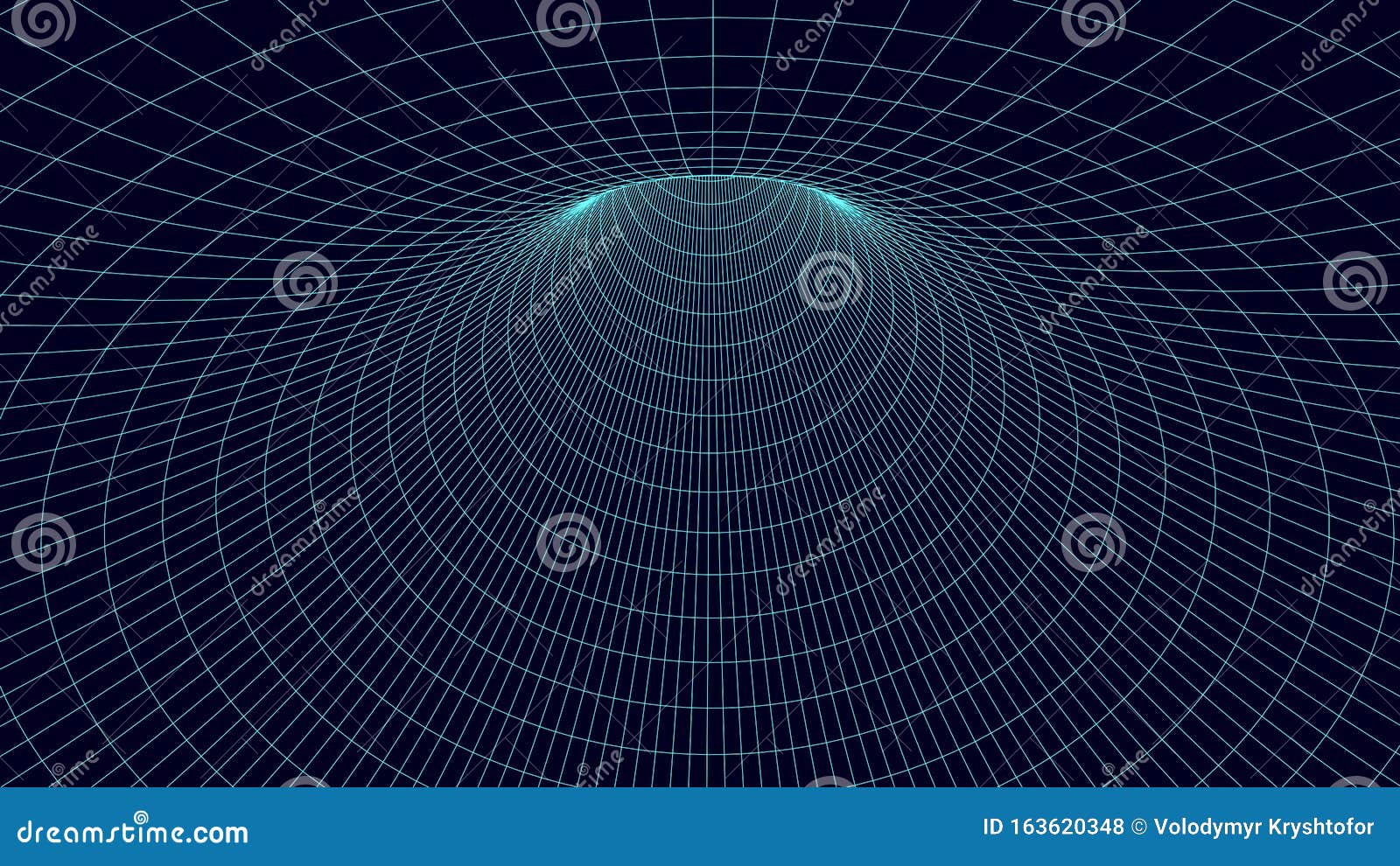 Wireframe Abstract Tunnel. 3D Vector Wormhole with a Mesh Structure ...