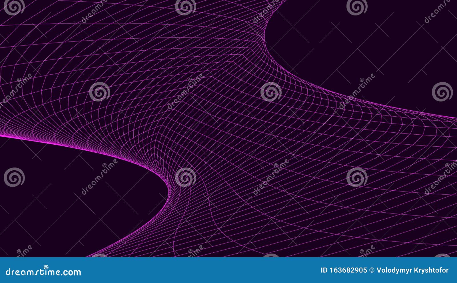 Wireframe Abstract Tunnel. 3D Wormhole with a Mesh Structure Stock ...
