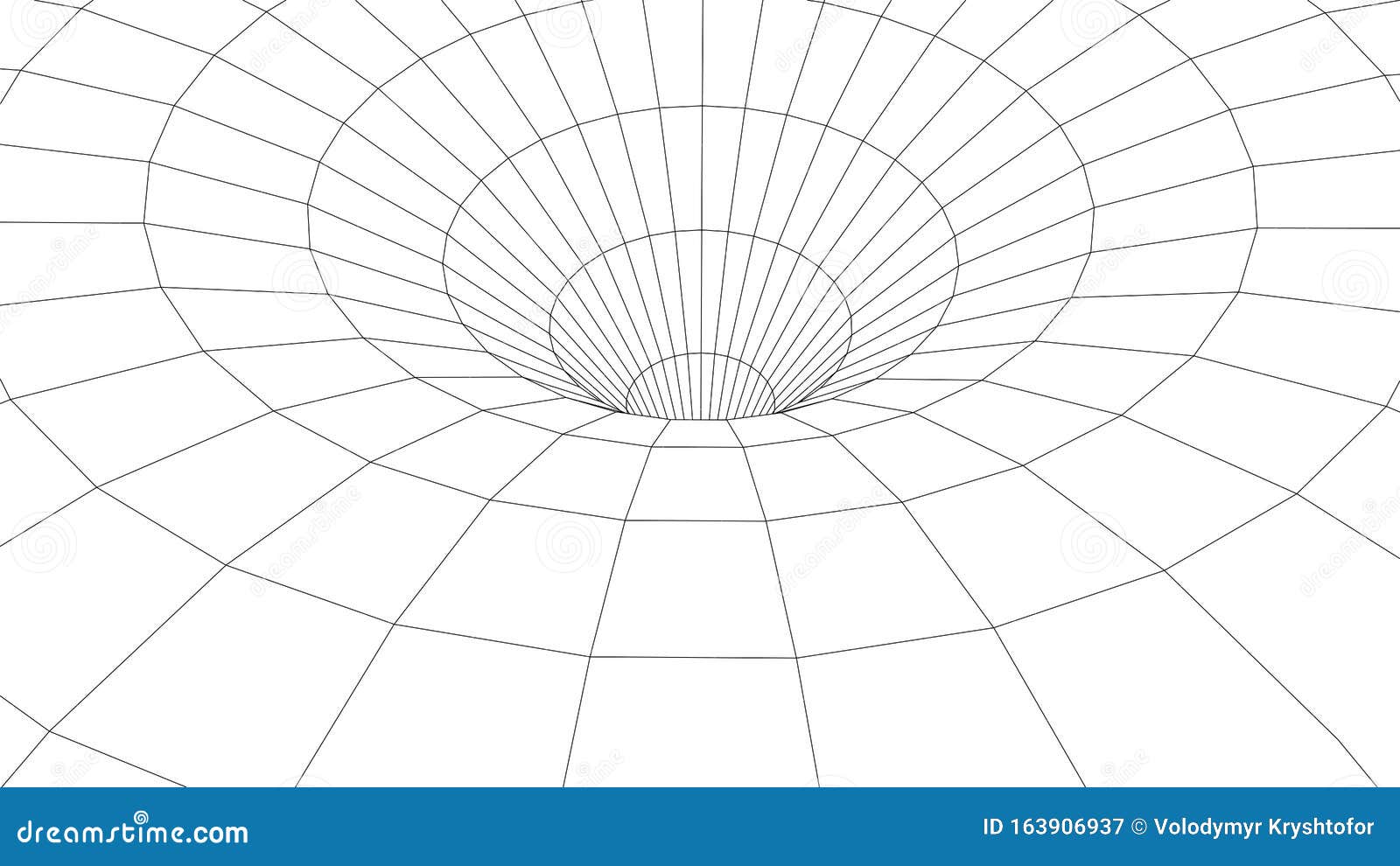 Wireframe Abstract Tunnel. 3D Vector Wormhole with a Mesh Structure ...