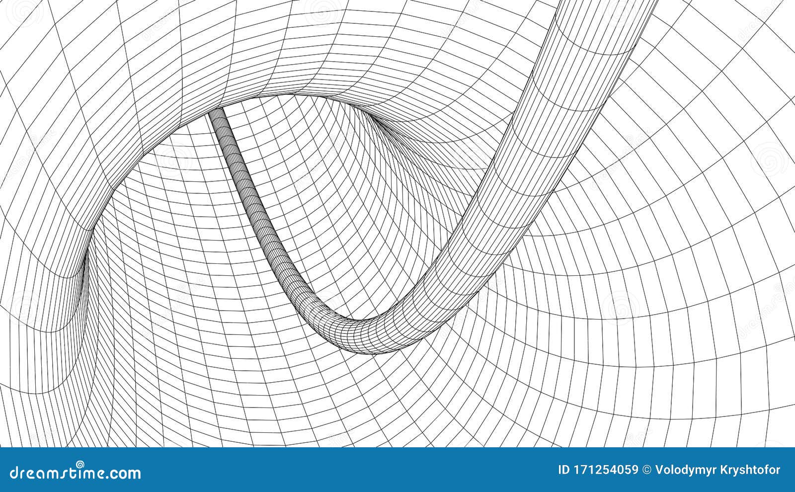 Wireframe Abstract Tunnel. 3D Vector Wormhole with a Mesh Structure ...