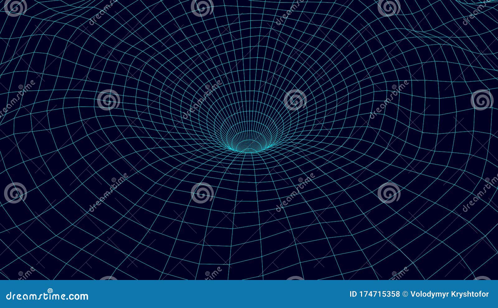 Wireframe Abstract Tunnel. 3D Vector Wormhole with a Mesh Structure ...