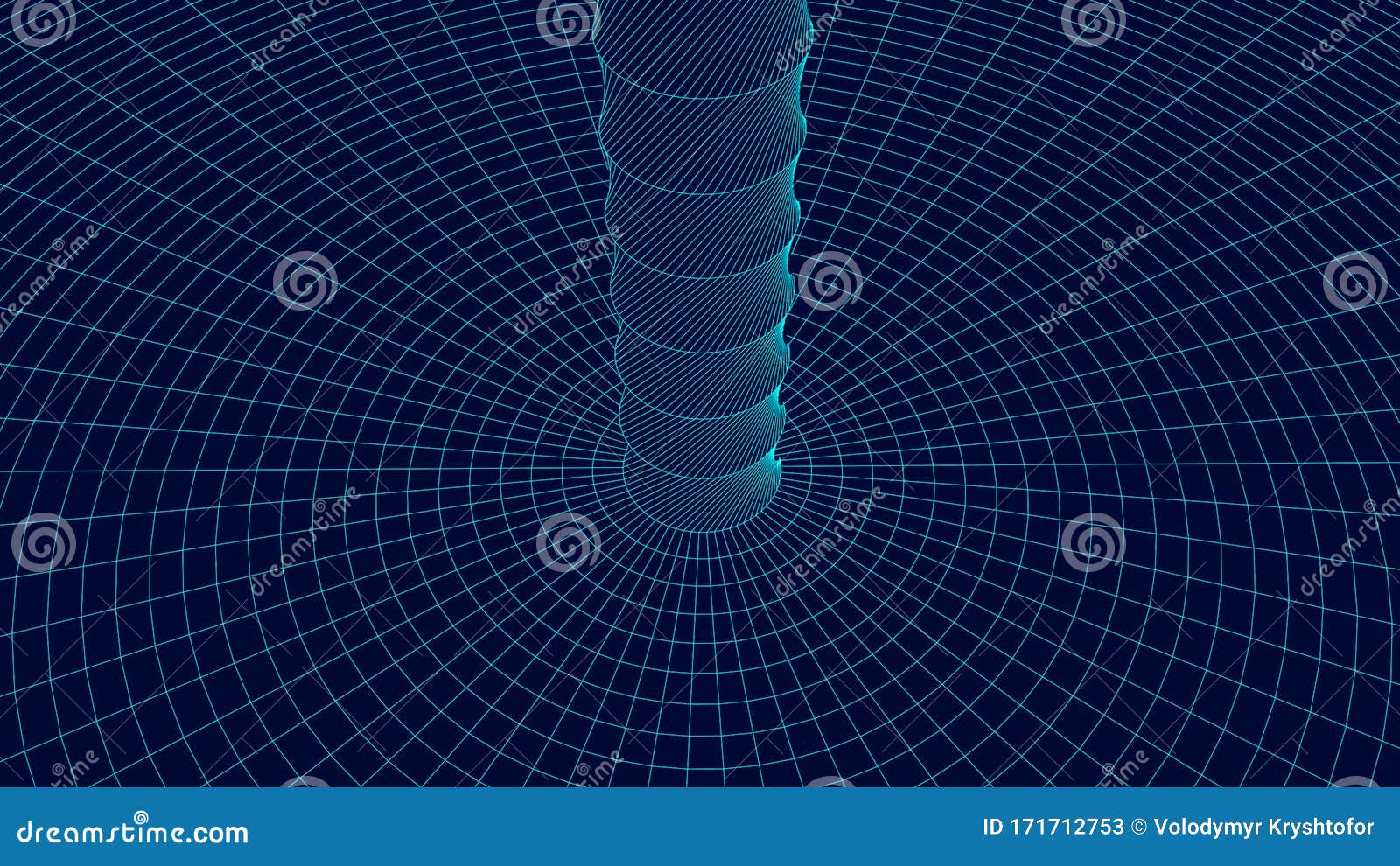 Wireframe Abstract Tunnel. 3D Vector Wormhole with a Mesh Structure ...