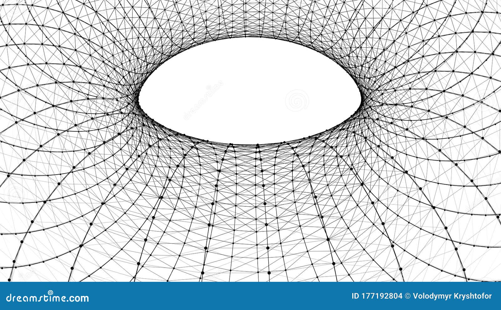 Wireframe Abstract Tunnel. 3D Vector Wormhole with a Mesh Structure ...