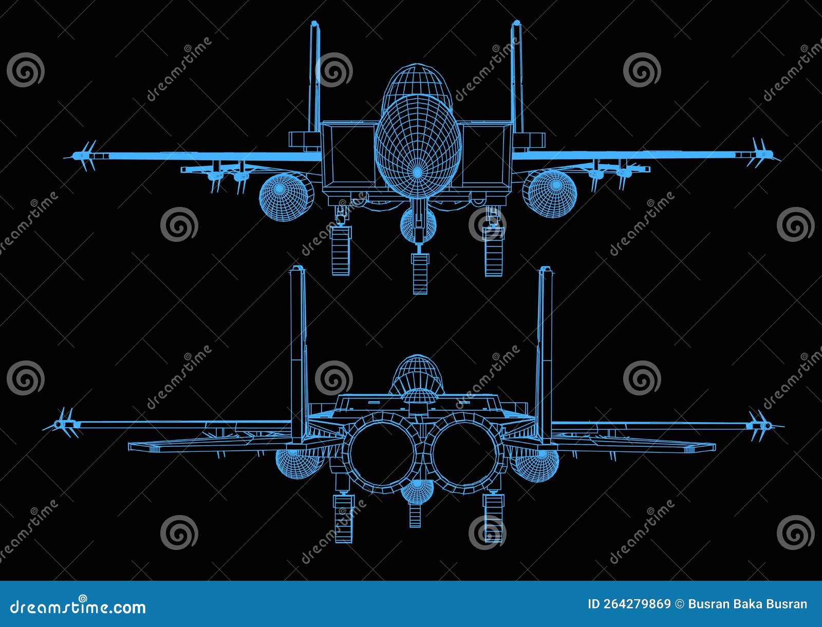 Wireframe of the Aircraft from the Blue Lines. Stock Vector ...