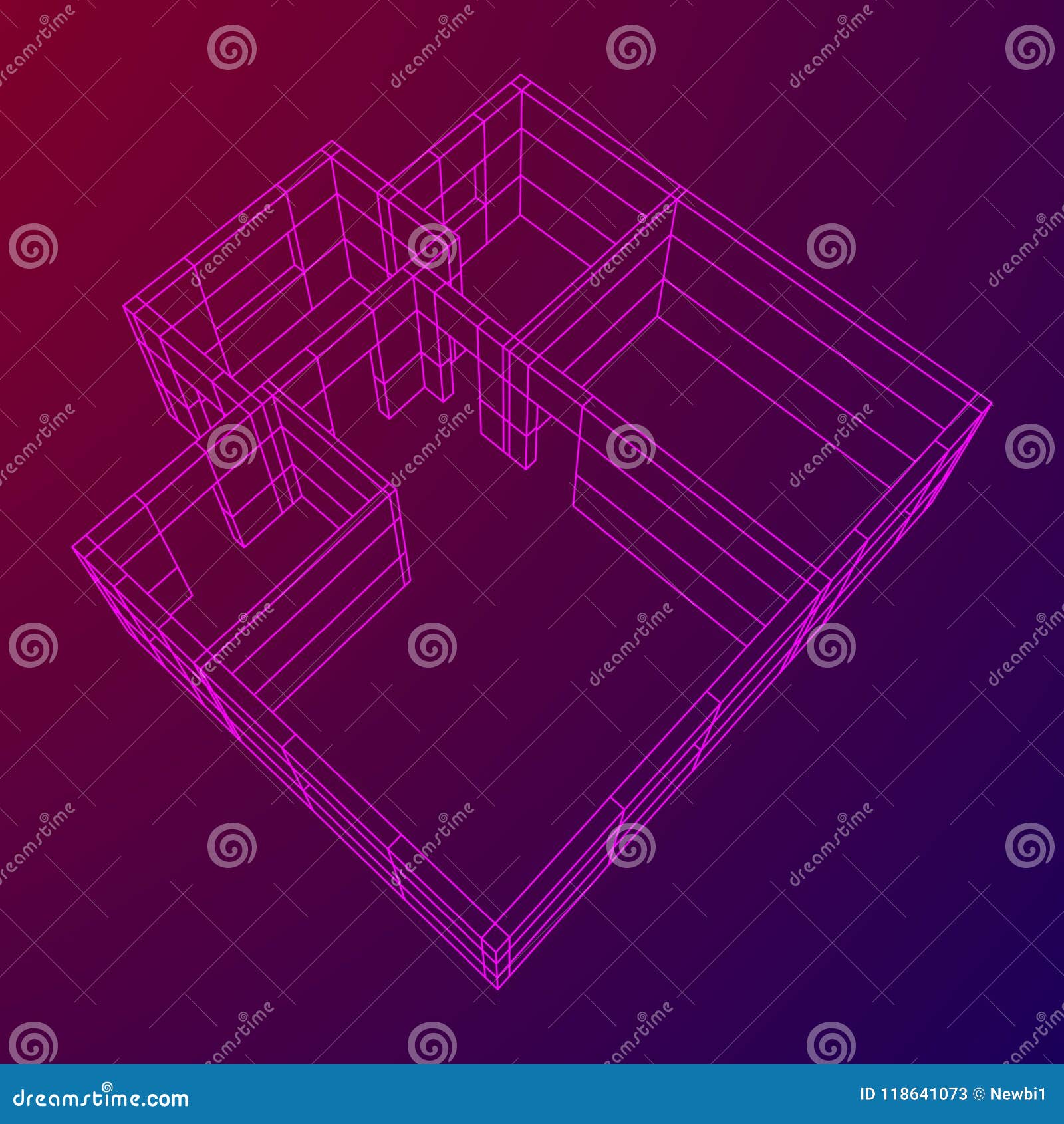 Wireframe Architecture Building. Stock Vector - Illustration of ...