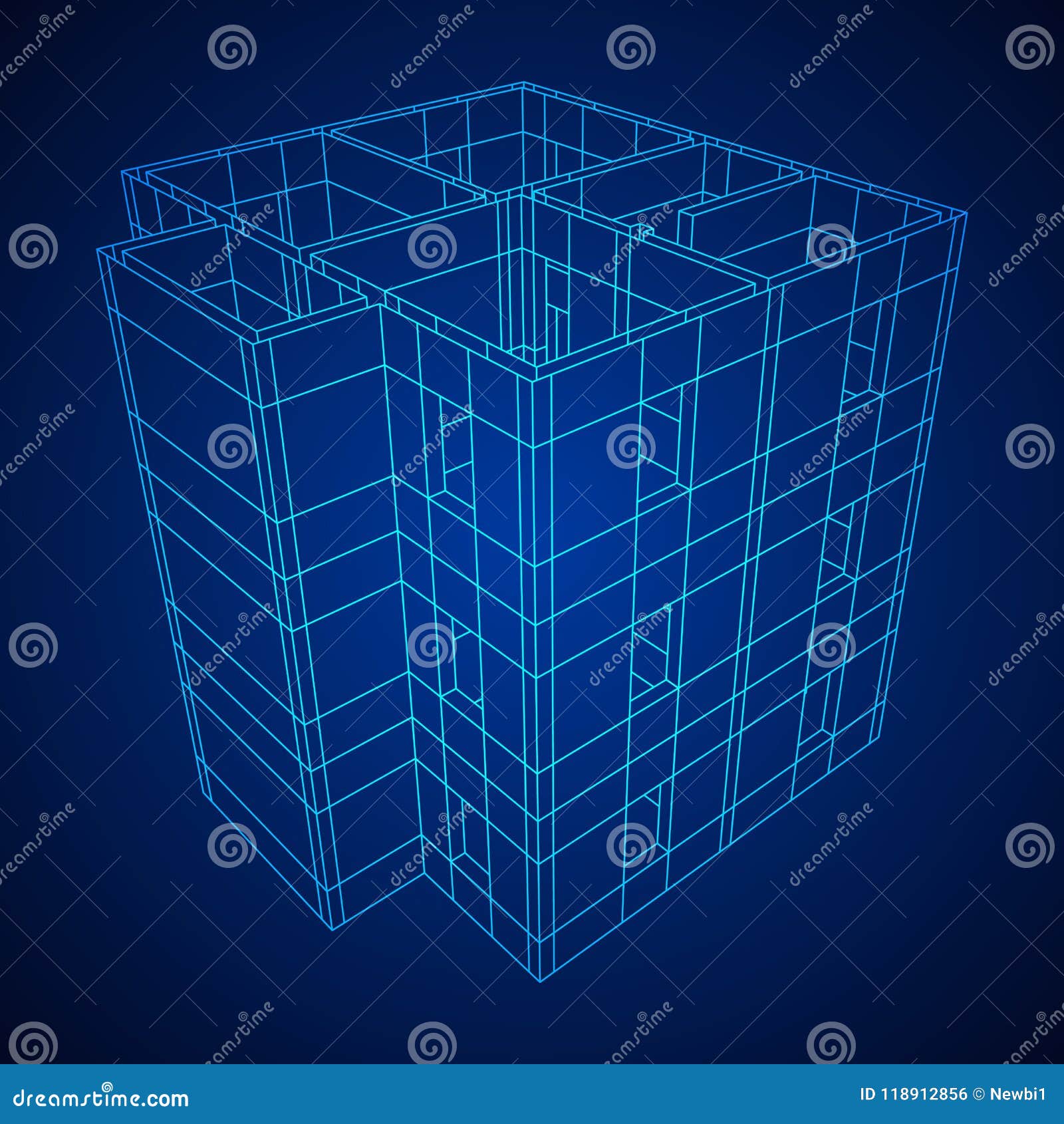 Wireframe Architecture Building. Stock Vector - Illustration of ...