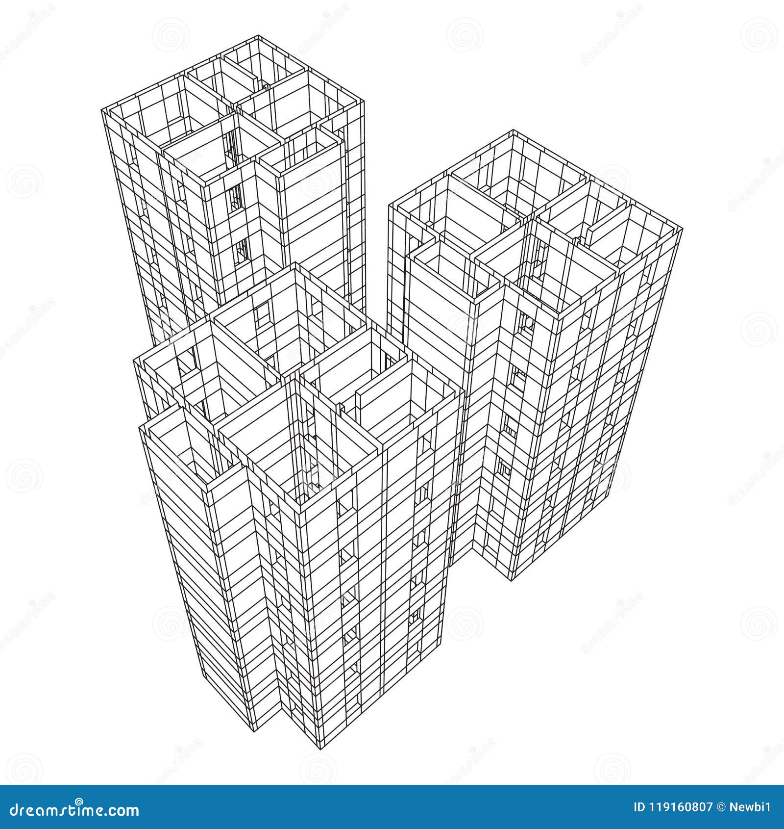 Wireframe Architecture Building. Stock Vector - Illustration of hotel ...