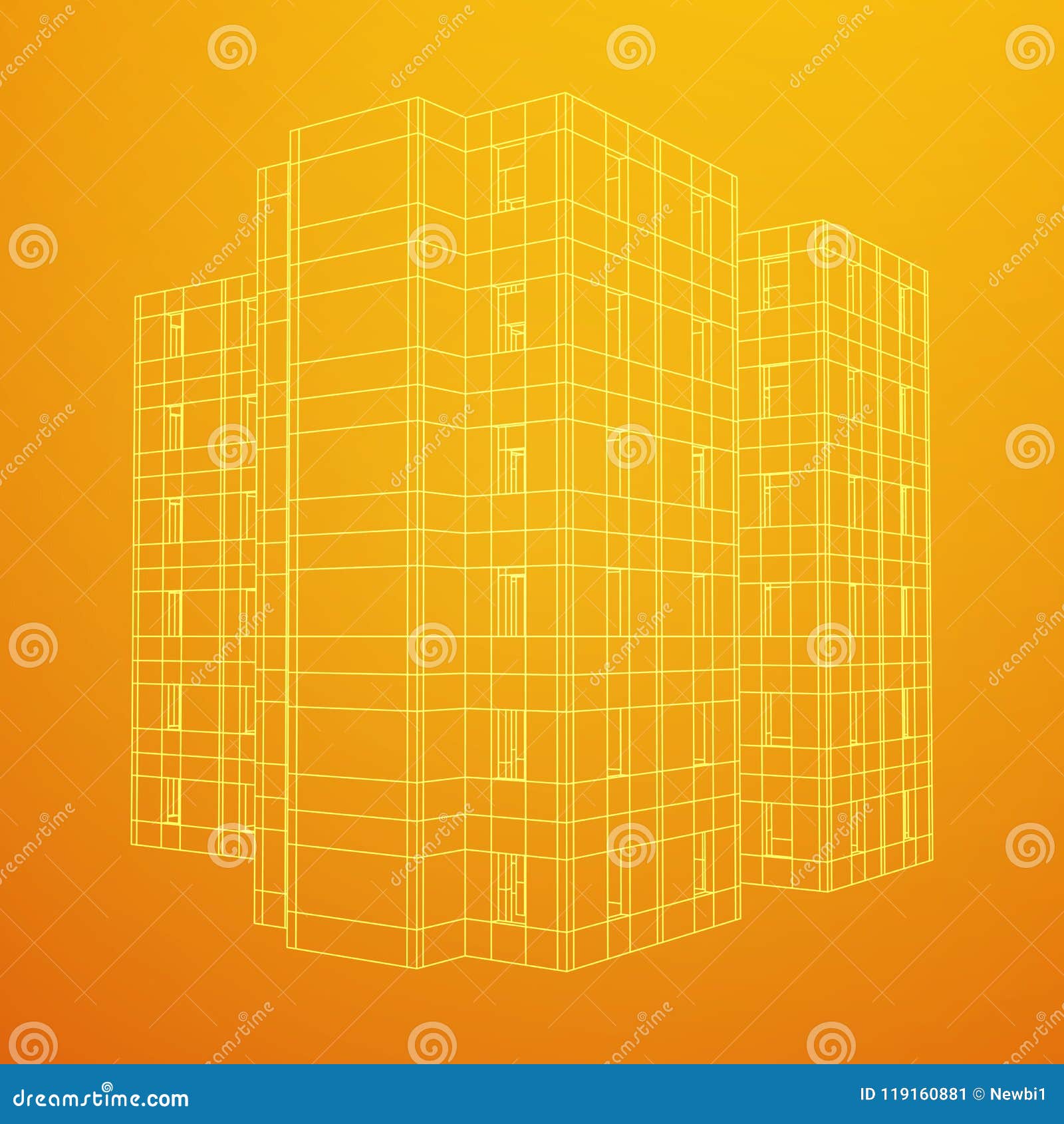 Wireframe Architecture Building. Stock Vector - Illustration of ...