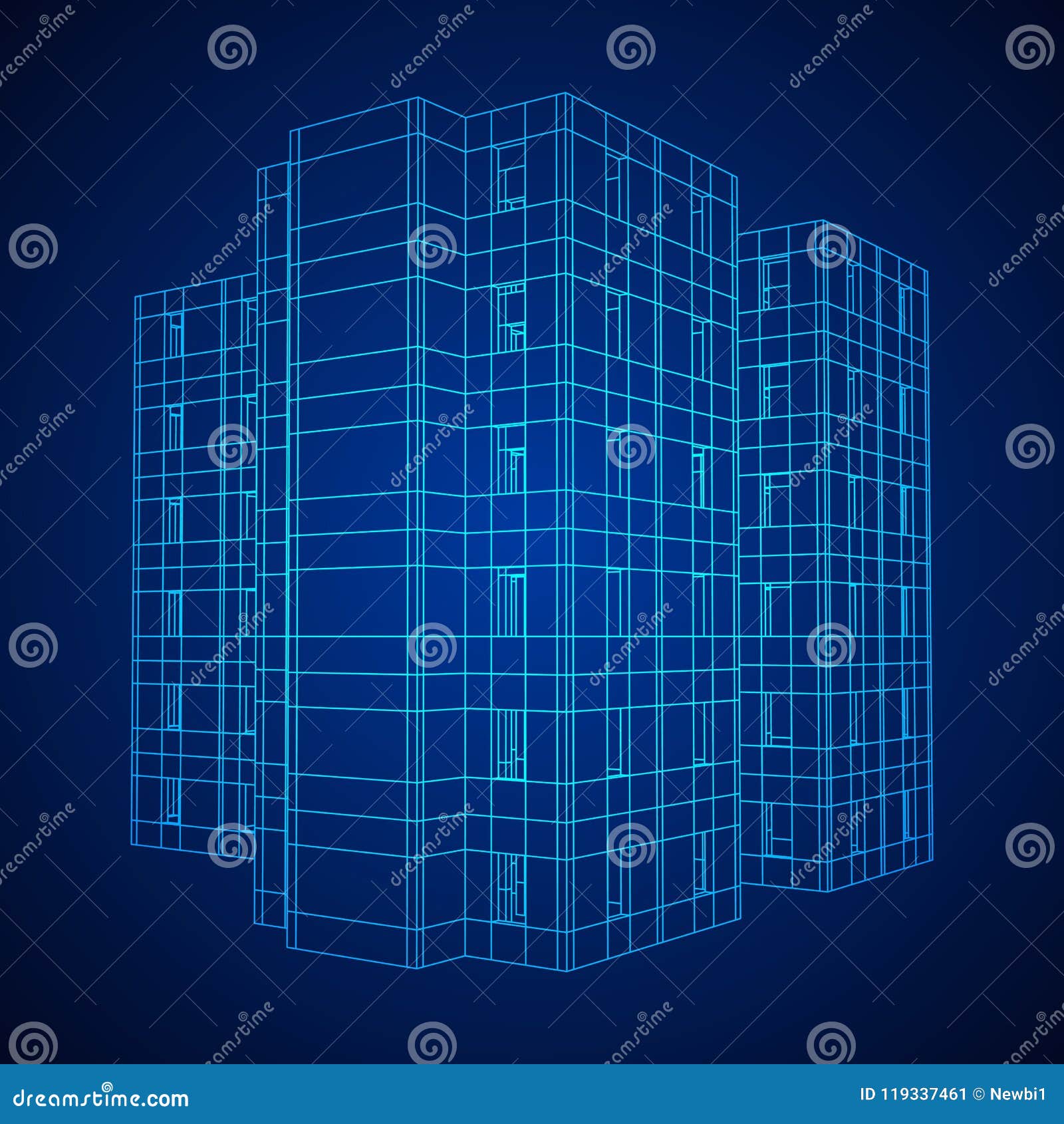 Wireframe Architecture Building. Stock Vector - Illustration of ...