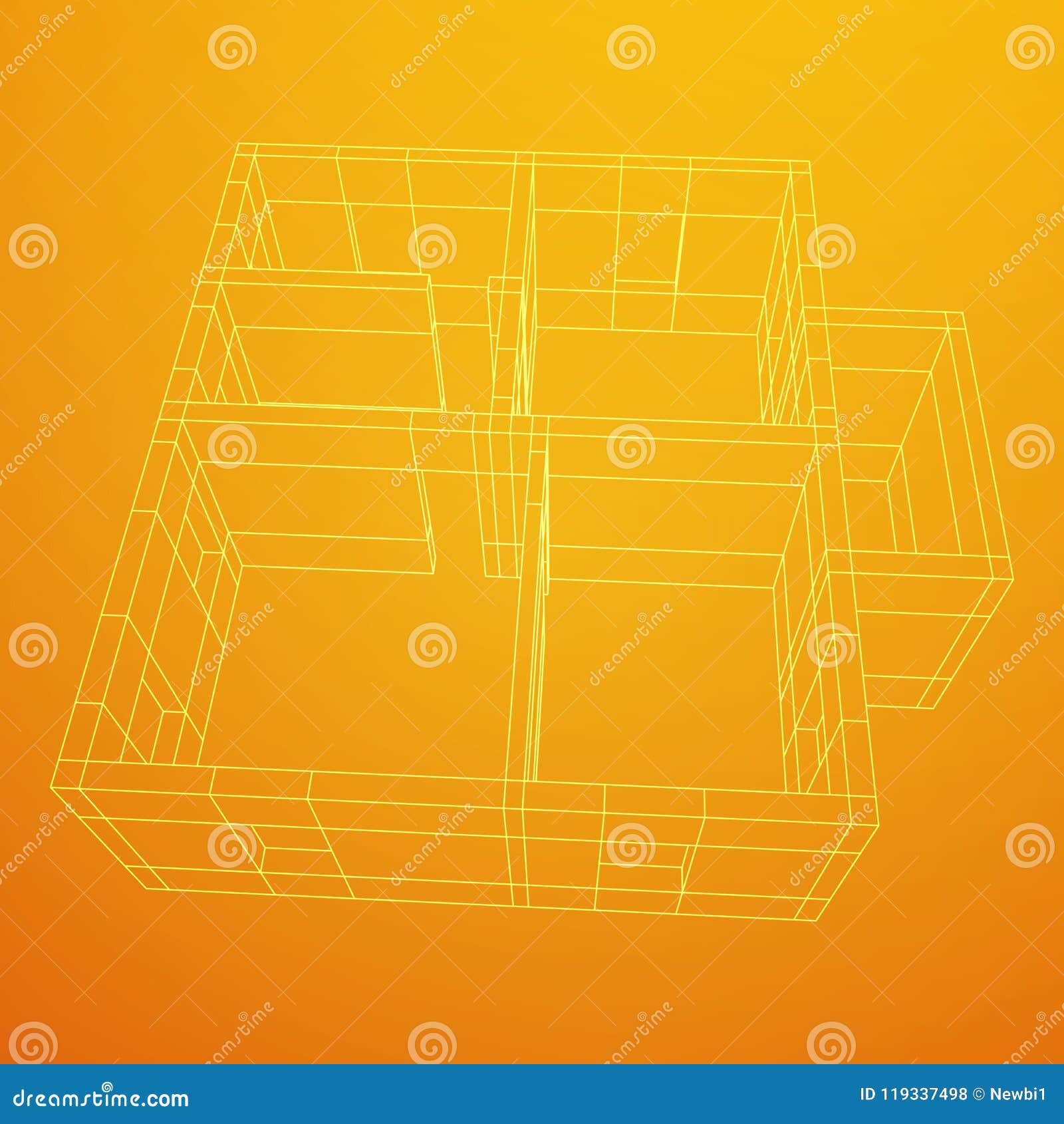Wireframe Architecture Building. Stock Vector - Illustration of ...