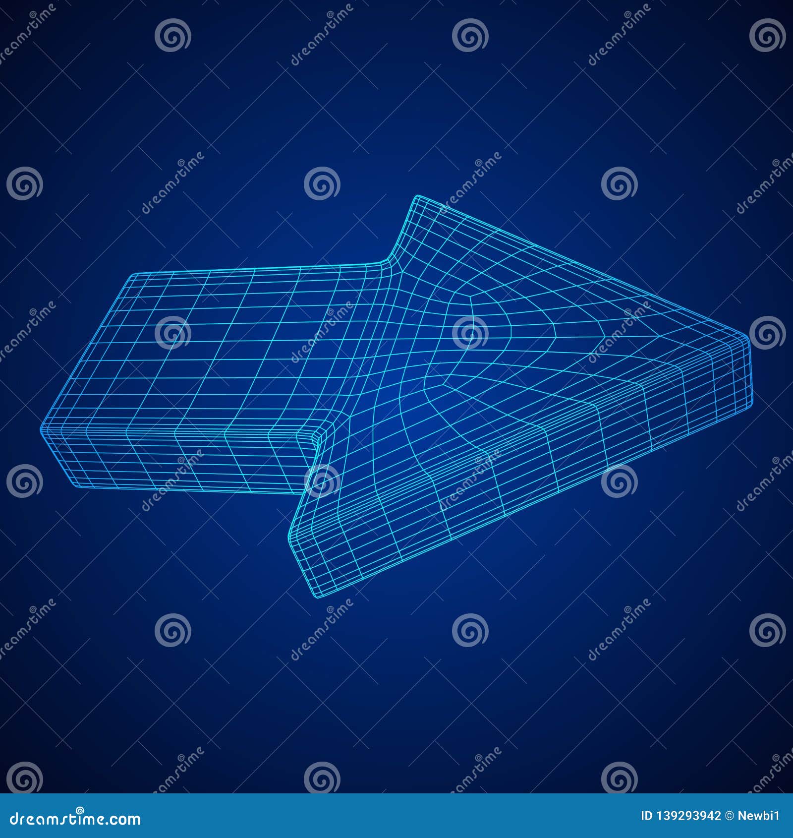Wireframe arrow low poly stock vector. Illustration of company - 139293942